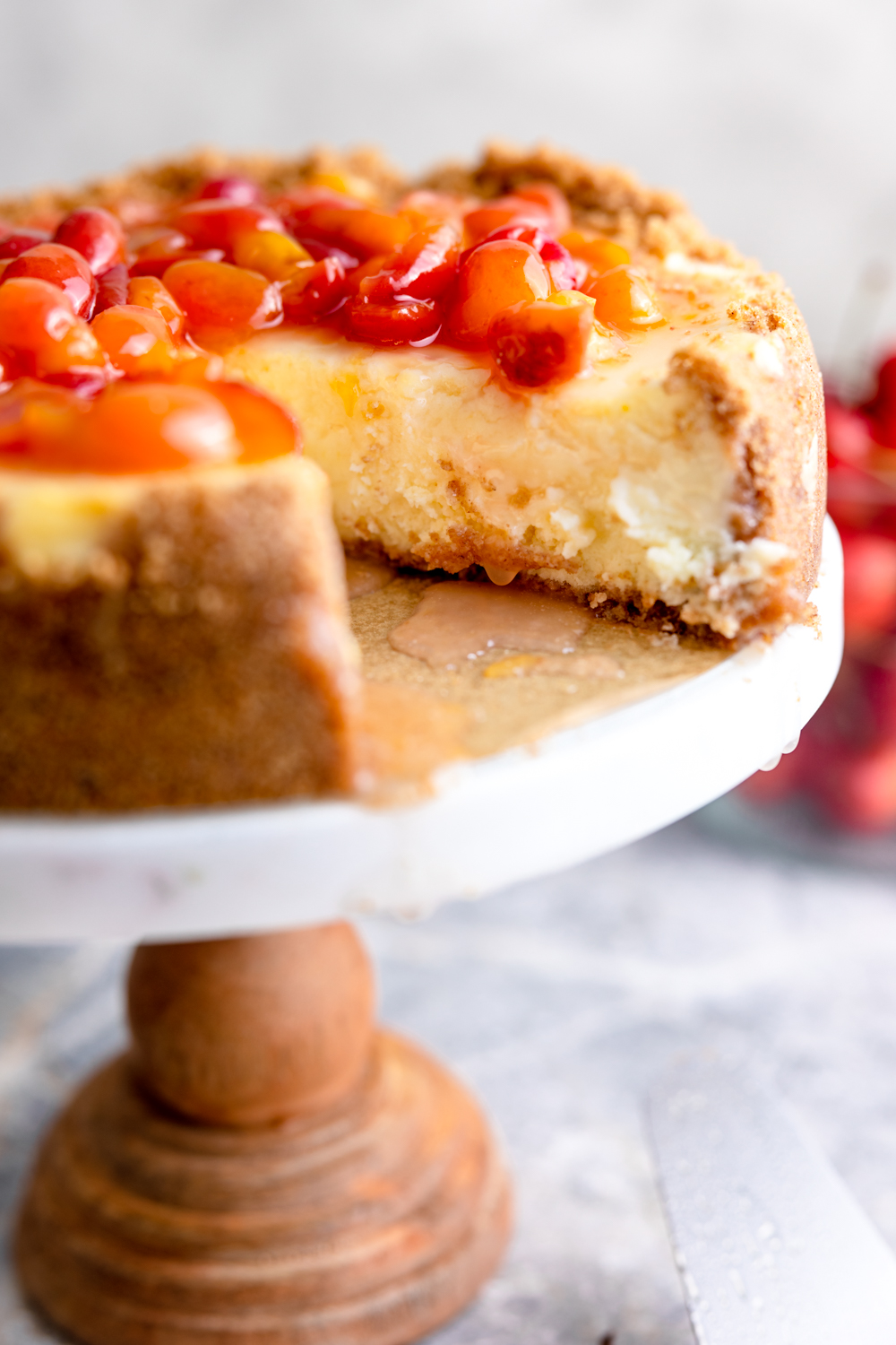 Mascarpone Cheesecake with Cherry Topping › Bread Baking Babe