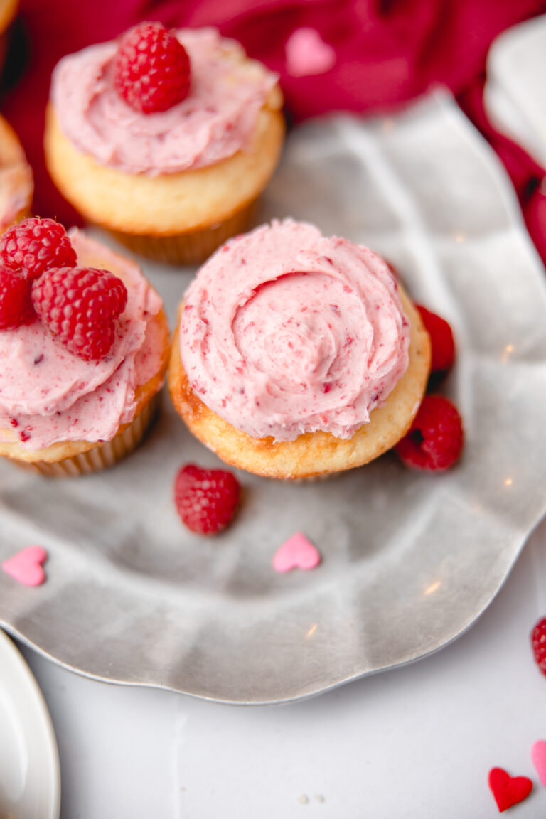 Easy Raspberries and Cream Cupcakes › Bread Baking Babe